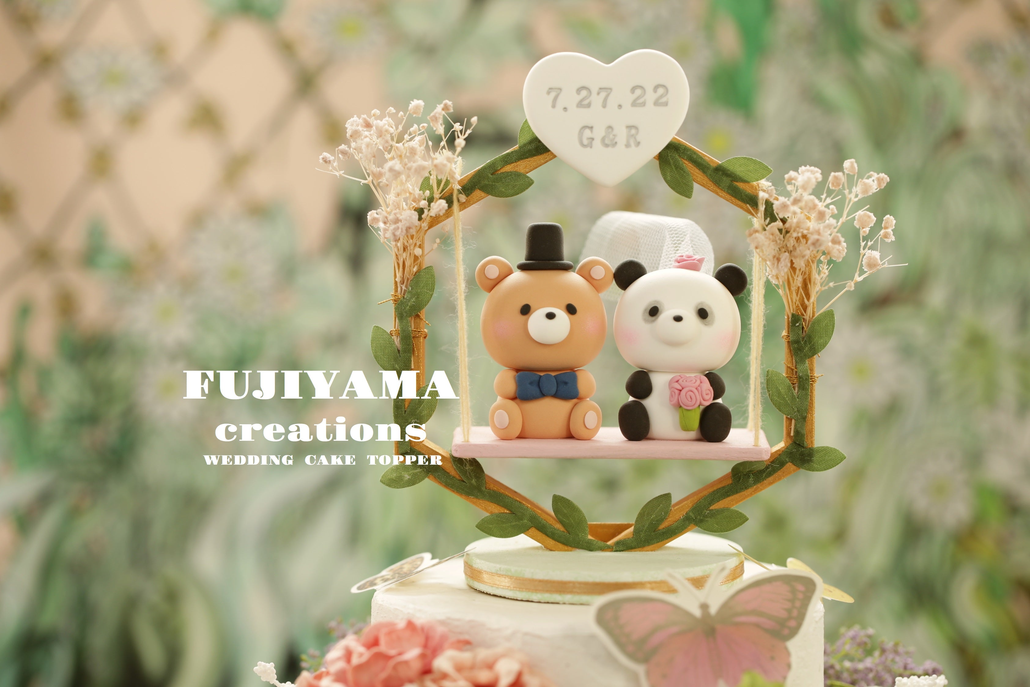 bear and panda wedding cake topper – Kikuike Studio
