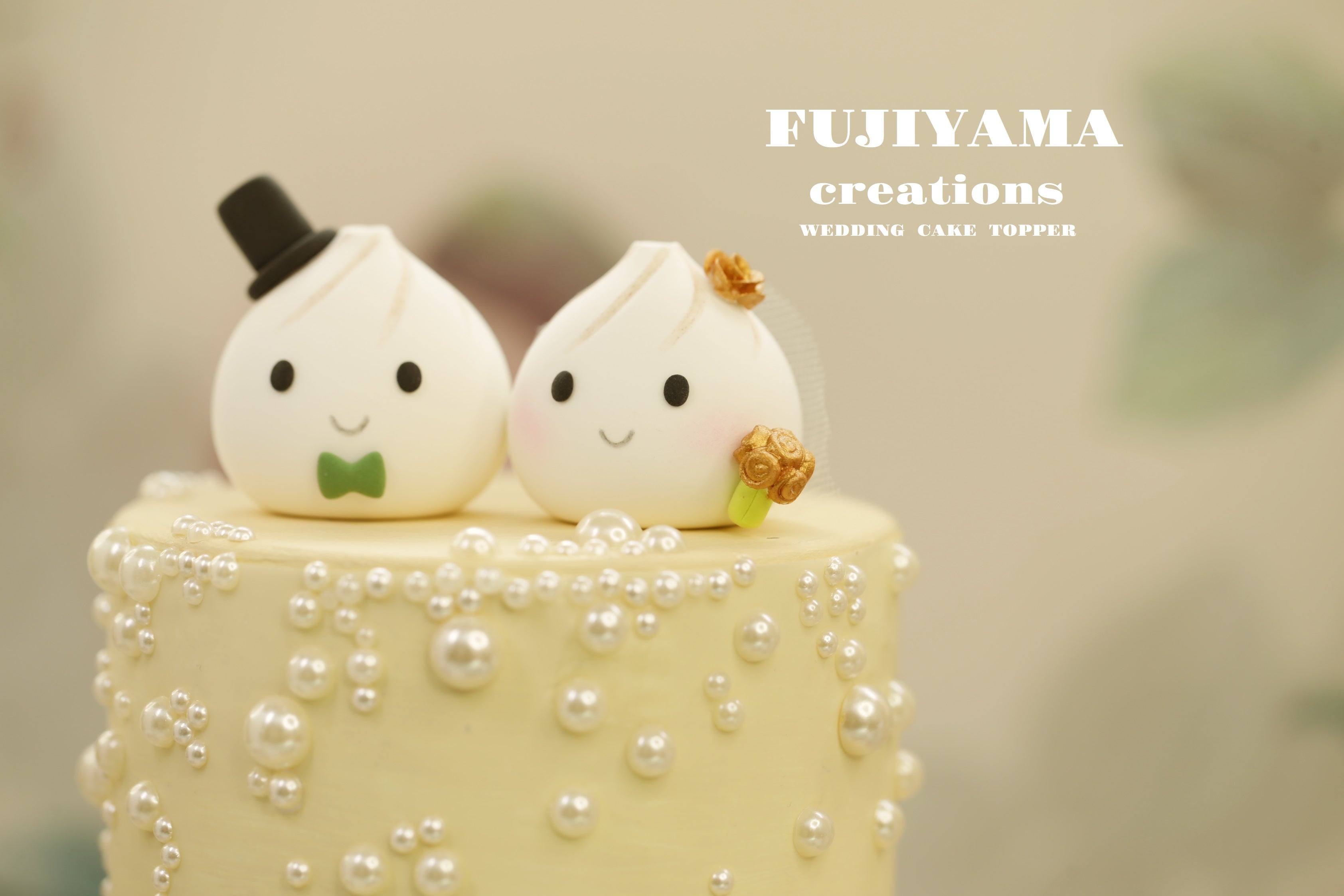cute bao couple wedding cake topper – Kikuike Studio