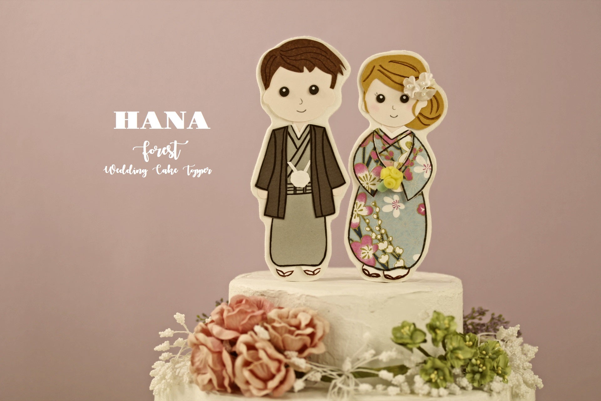 Japanese Wedding cake topper,Custom bride and groom cake topper,Person ...